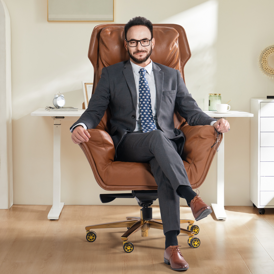 Austin Leather Upholstered Executive Office Chair - KINNLS