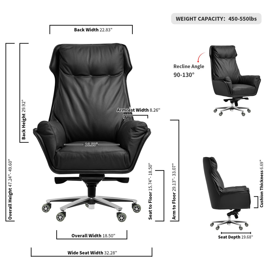Austin Upscale Leather Upholstered High Back Executive Chair – KINNLS