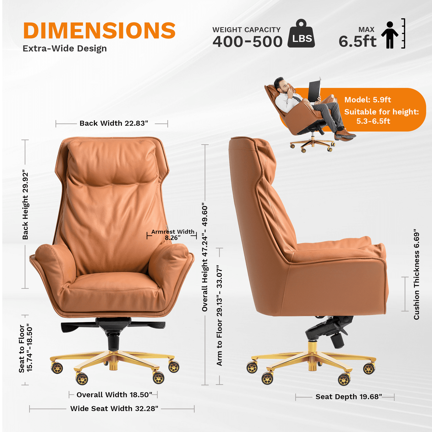 Austin Leather Upholstered Executive Office Chair - KINNLS