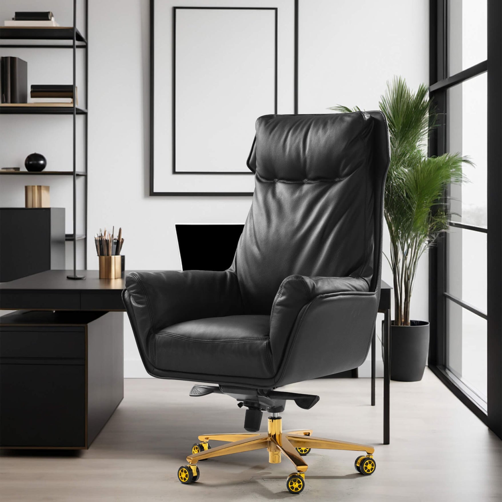 Austin Leather Upholstered Executive Office Chair - KINNLS