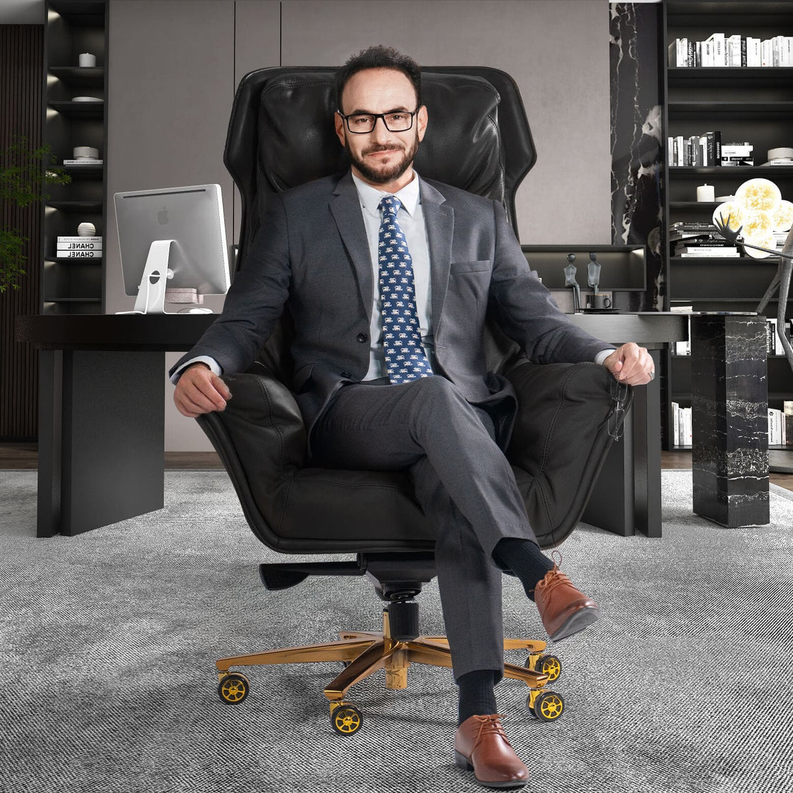 Austin Leather Upholstered Executive Office Chair - KINNLS