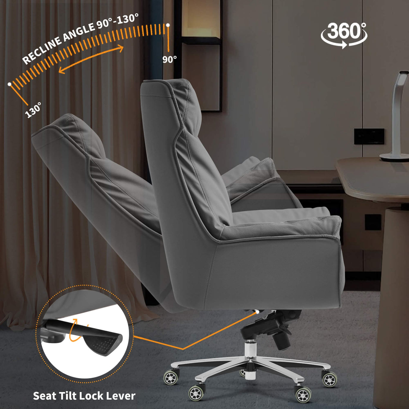 Austin Leather Upholstered Executive Office Chair - KINNLS