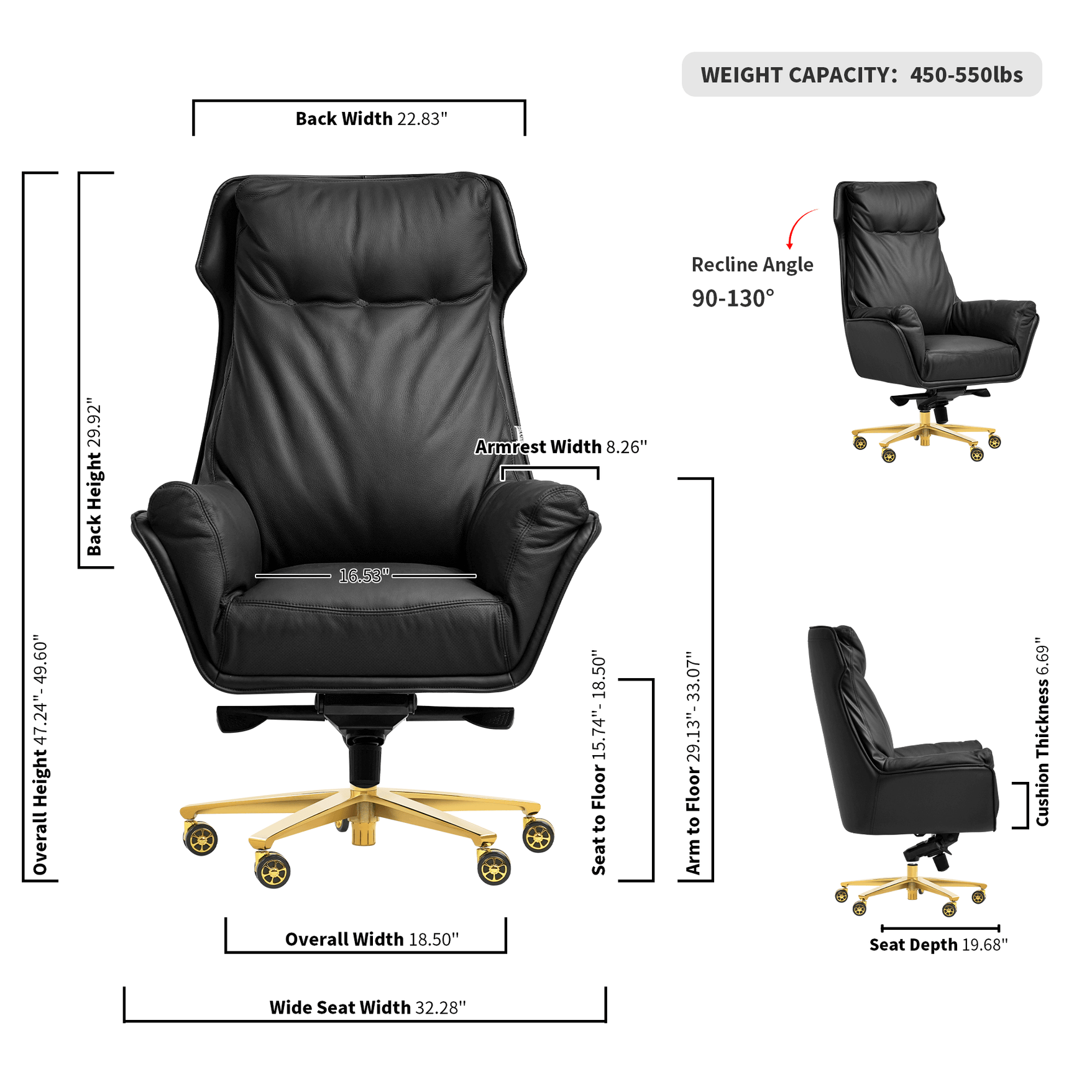 Austin Leather Upholstered Executive Office Chair - KINNLS