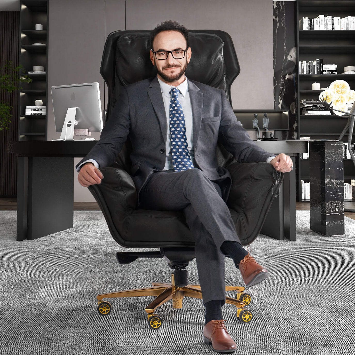 Austin Leather Upholstered Executive Office Chair - KINNLS