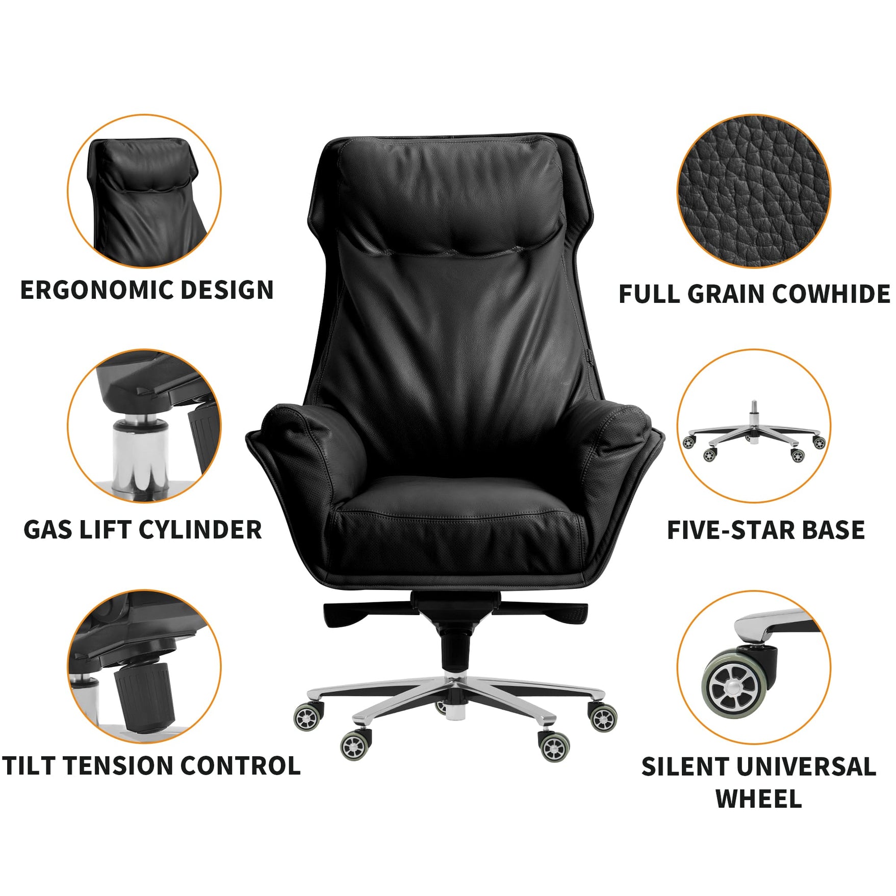 Austin Leather Upholstered Executive Office Chair – KINNLS