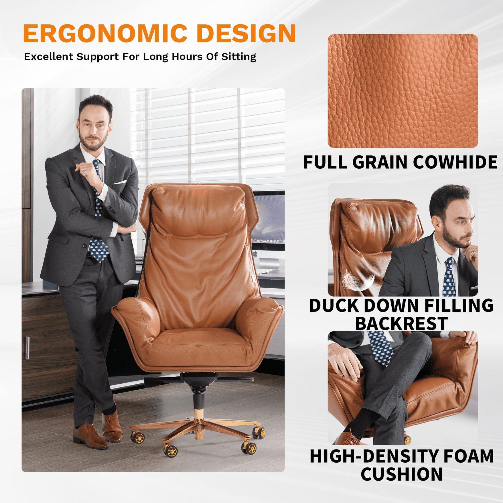 Austin Leather Upholstered Executive Office Chair – KINNLS
