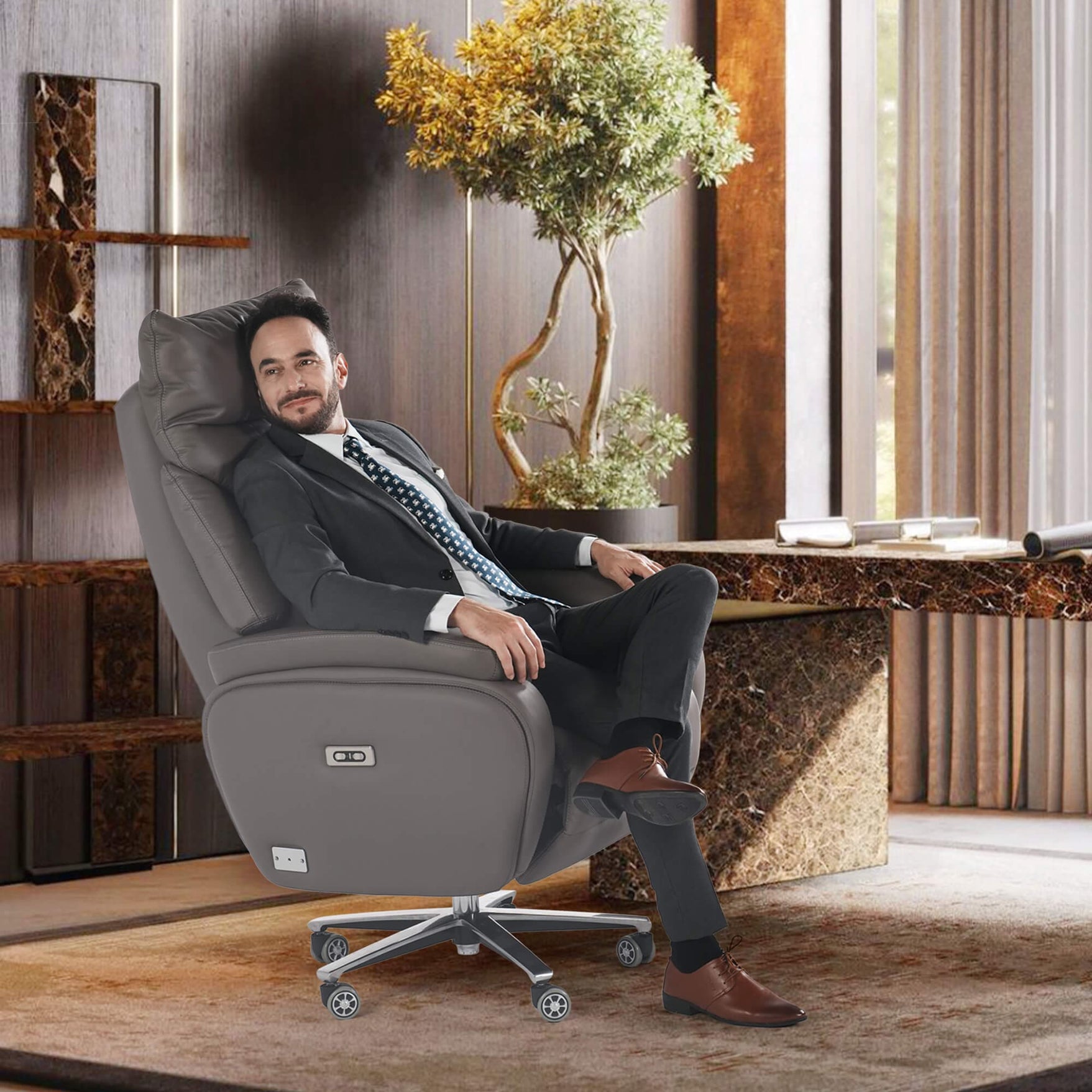 Coast Upholstered Leather Power Reclining Office Chair – KINNLS