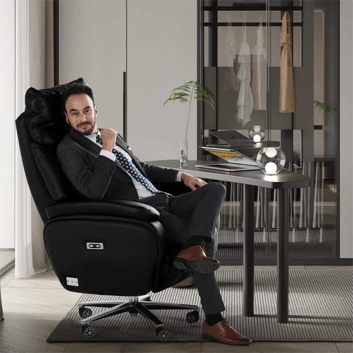 Coast Upholstered Leather Power Reclining Office Chair – KINNLS