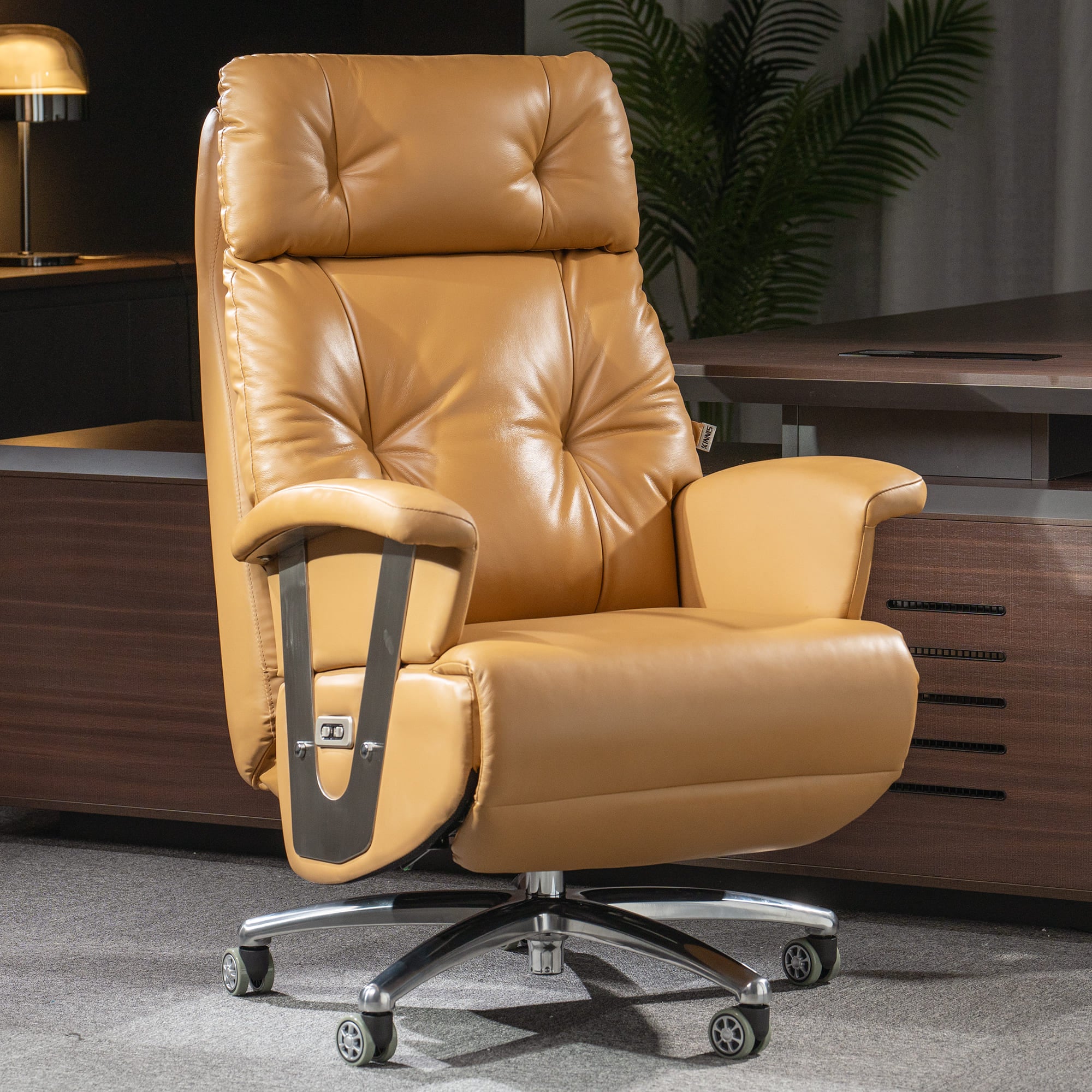 Freya Thick Upholstered Power Recliner Office Chair - KINNLS