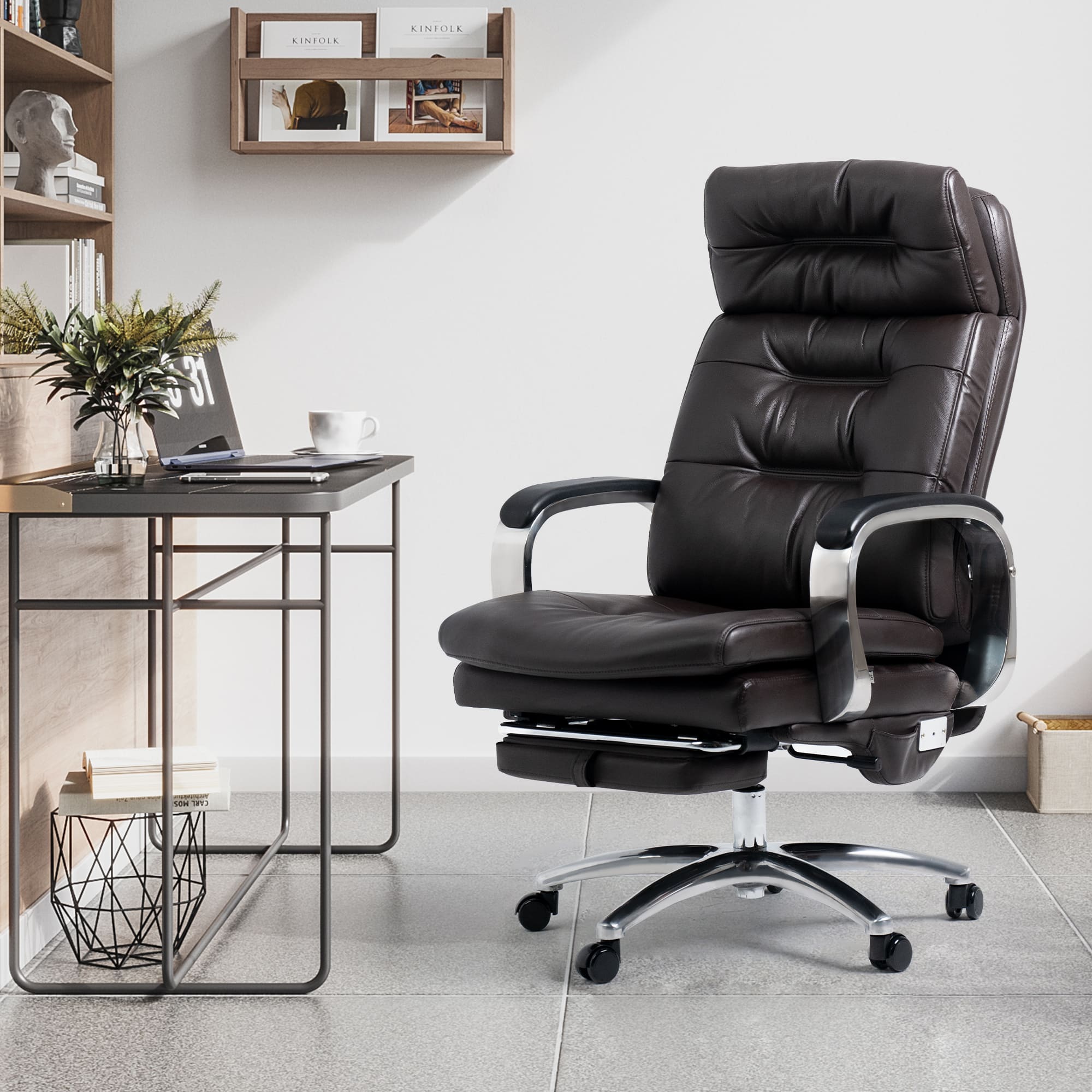 Vane Thick High Back Executive Leather Office Chair – KINNLS