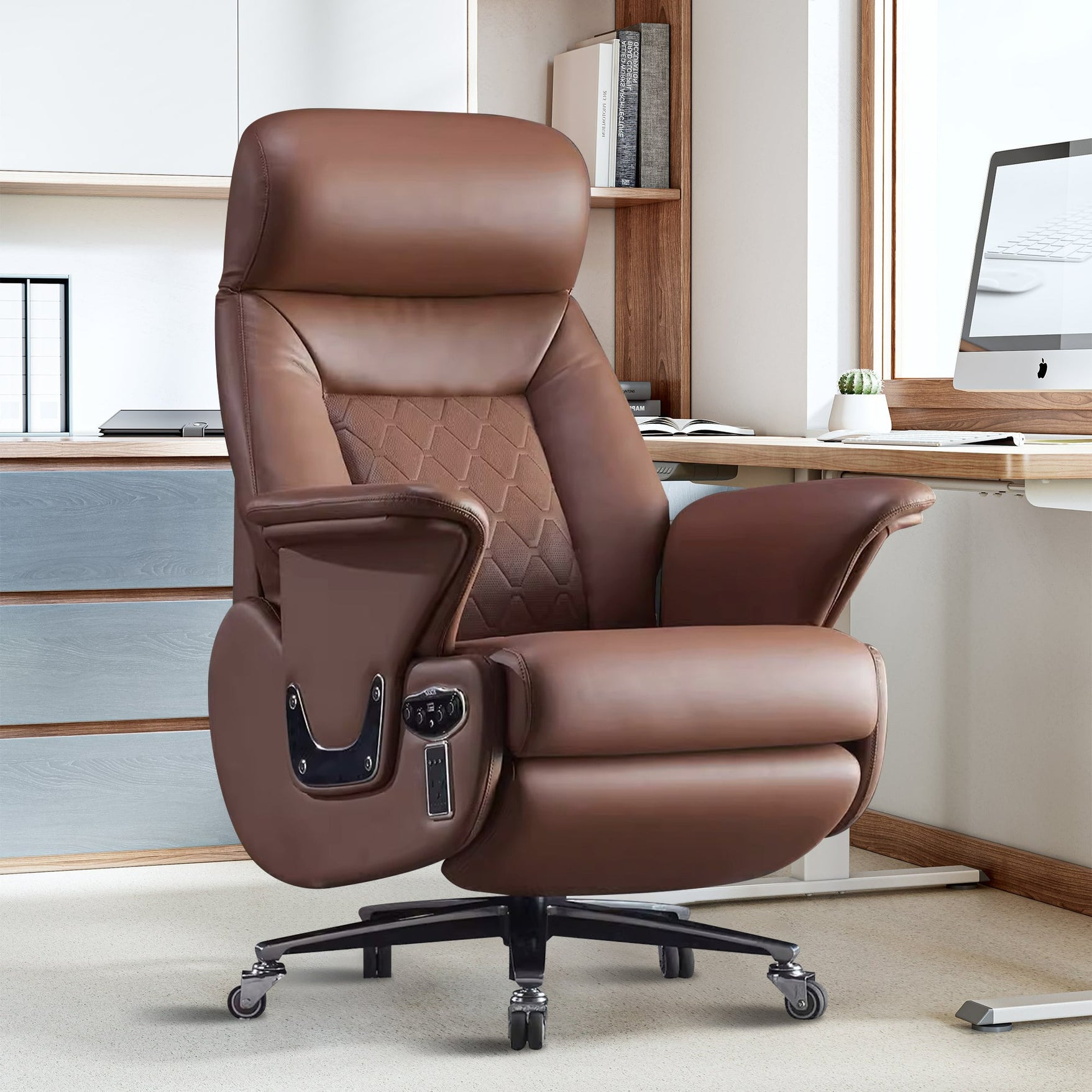 Luca Massage Office Chair Recliners - Heated, Leather - KINNLS