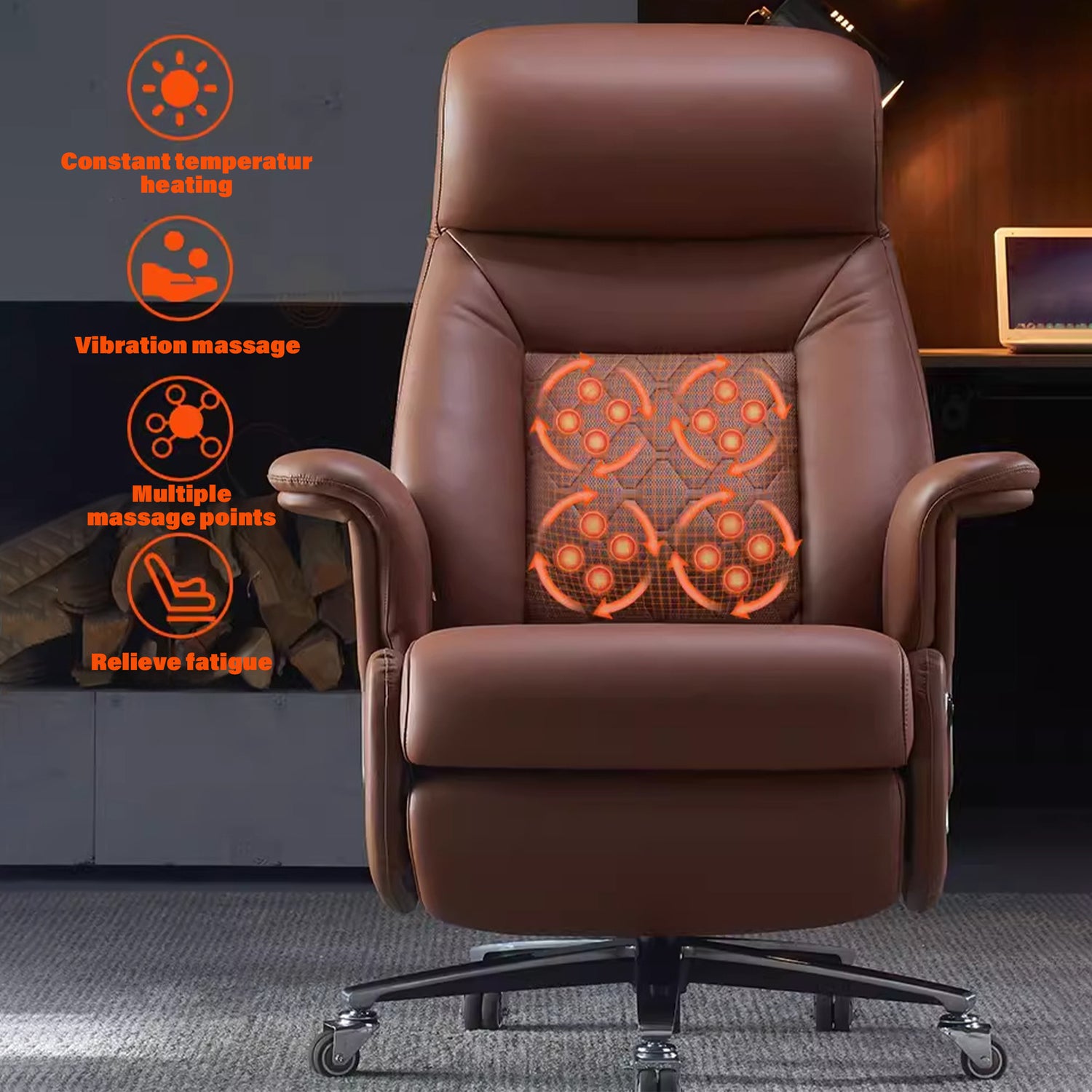 Luca Massage Office Chair with Ventilation and Heating | Leather ...