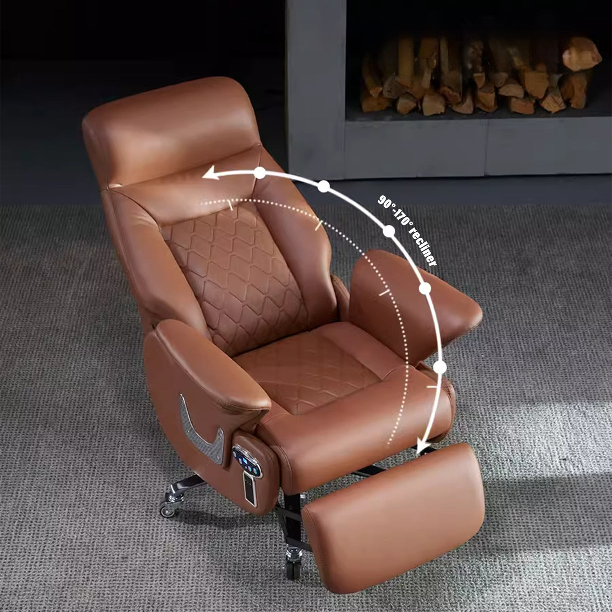 Luca Massage Office Chair Recliners - Heated, Leather - KINNLS